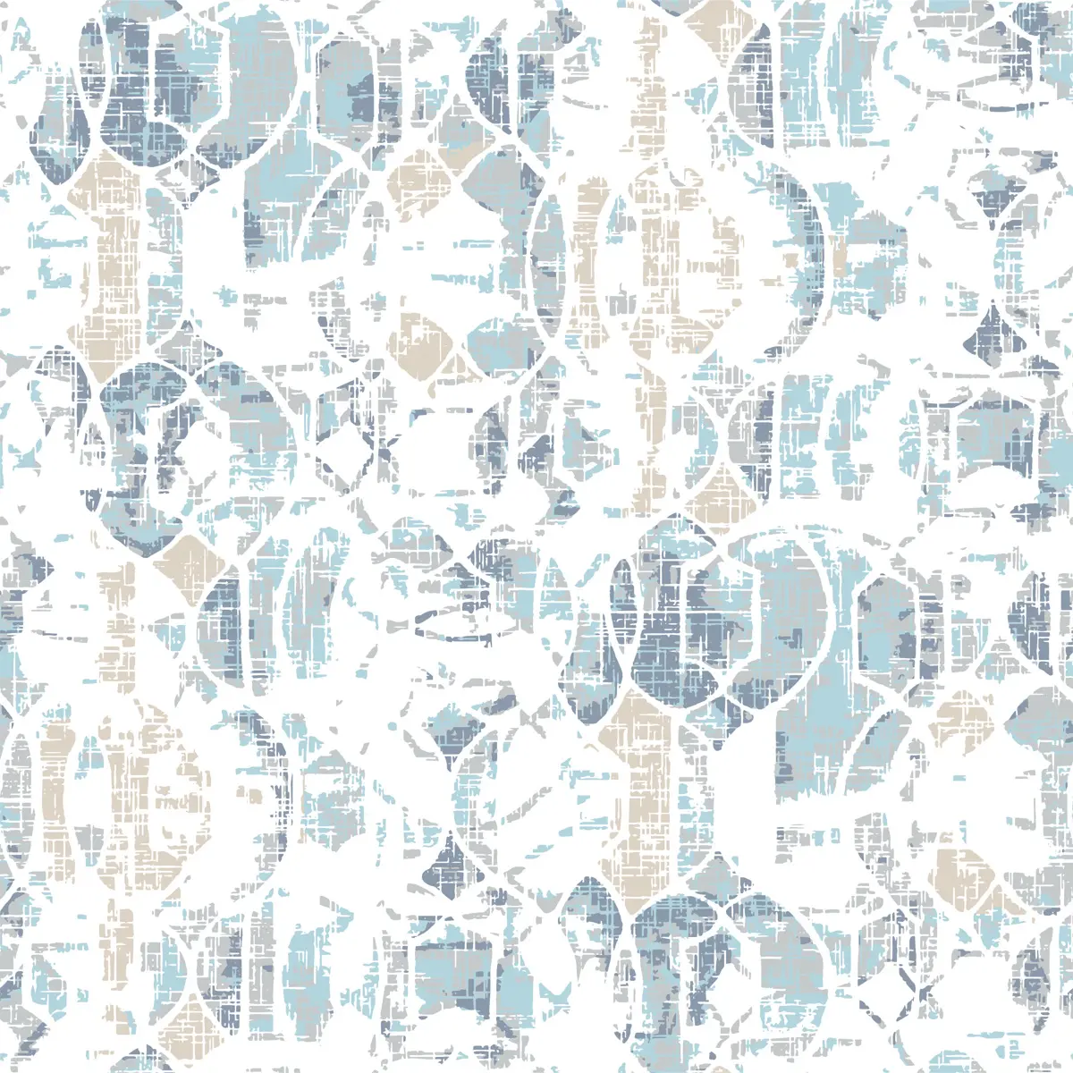 Abstract Ethinic Design Blue/White/Light Brown Custom Print Mural - DNA ...