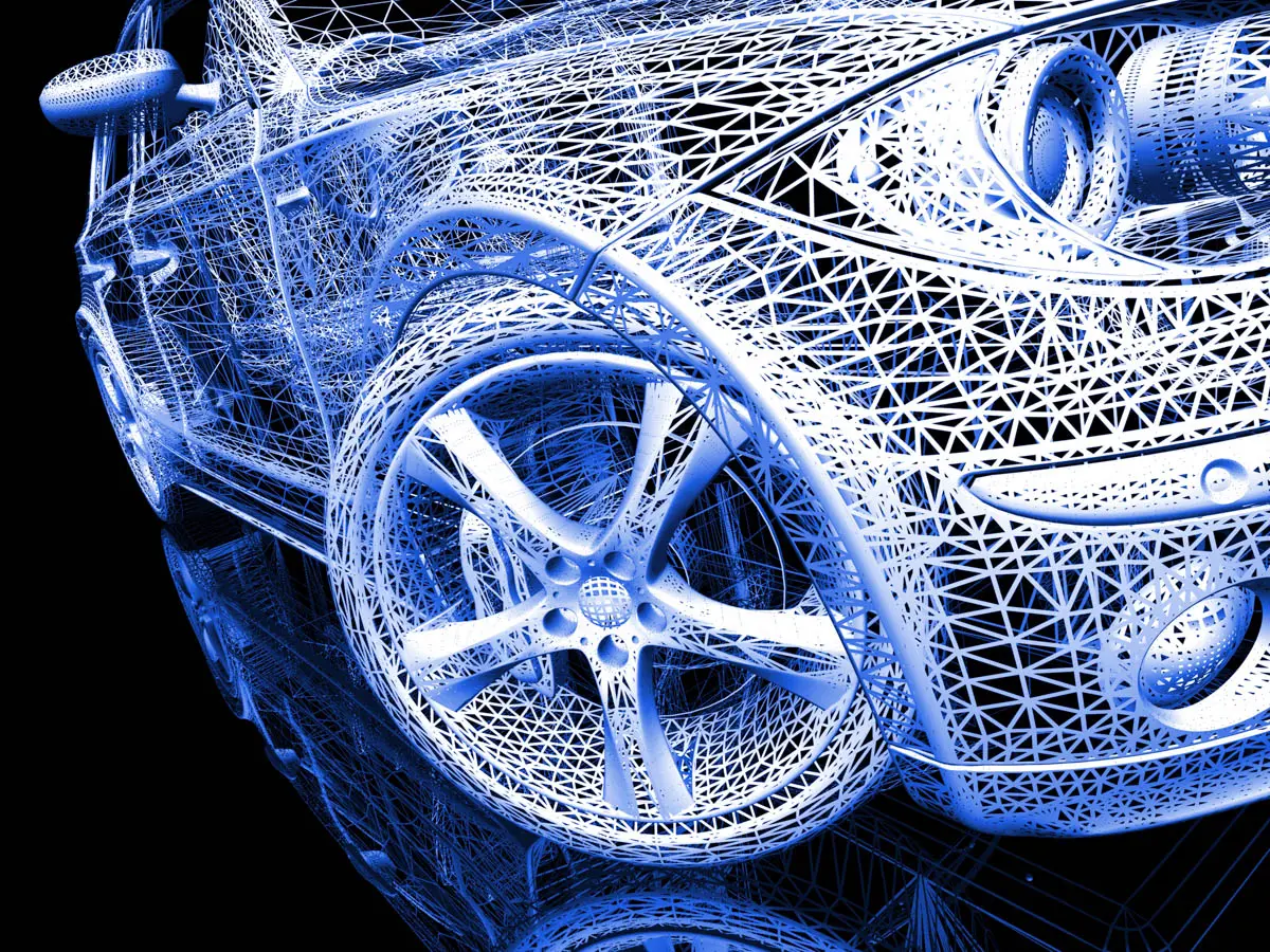 3D Blue & White Futuristic Sport Car Custom Print Mural - DNA Wallpaper