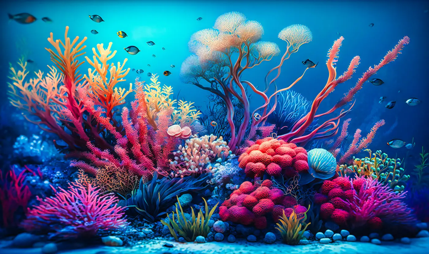 Vibrant Coral Reef Garden Custom Print Mural - DNA Wallpaper